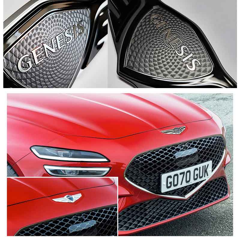 Glossy Black or Carbon Fiber Style Genesis Wing Badges and Emblems (Al ...