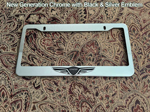 License Plate Frame in Stainless Steel with Wing Emblem for Genesis ...