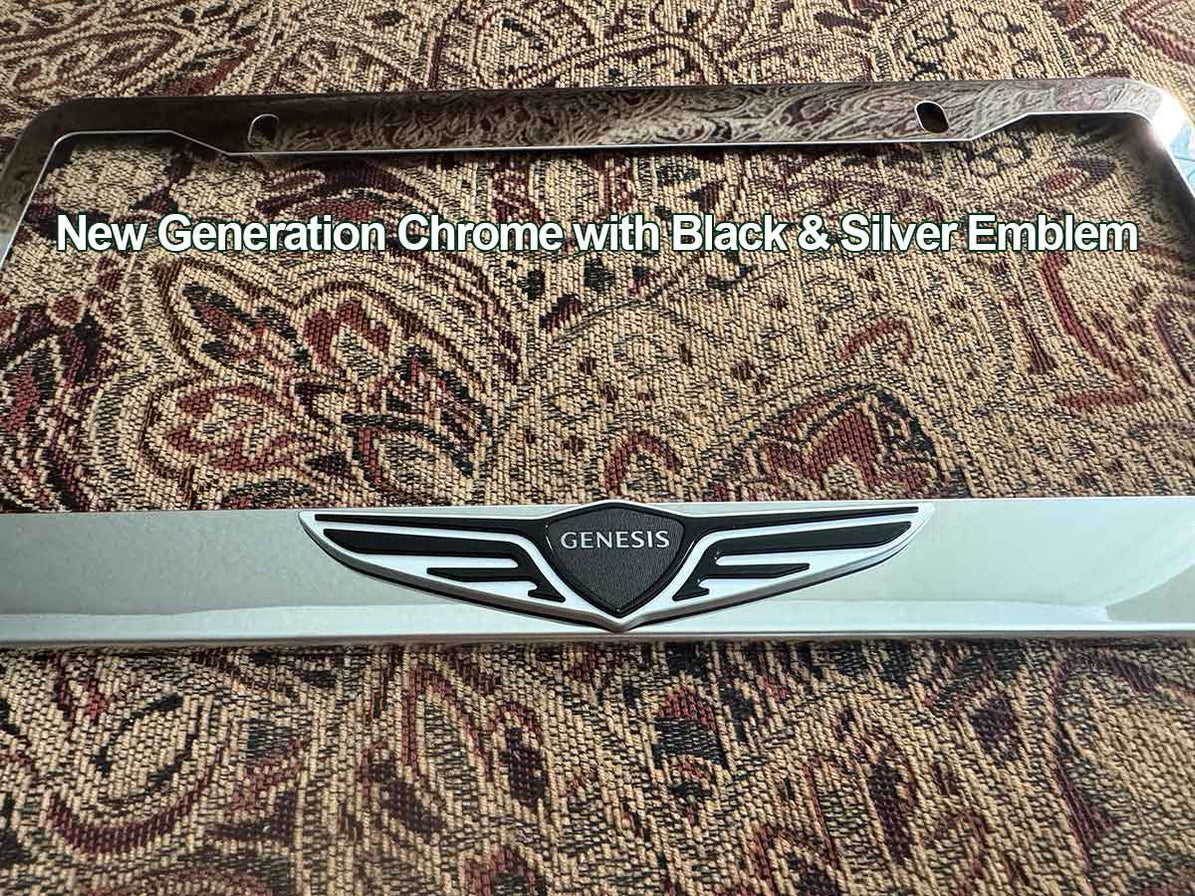 License Plate Frame in Stainless Steel with Wing Emblem for Genesis ...