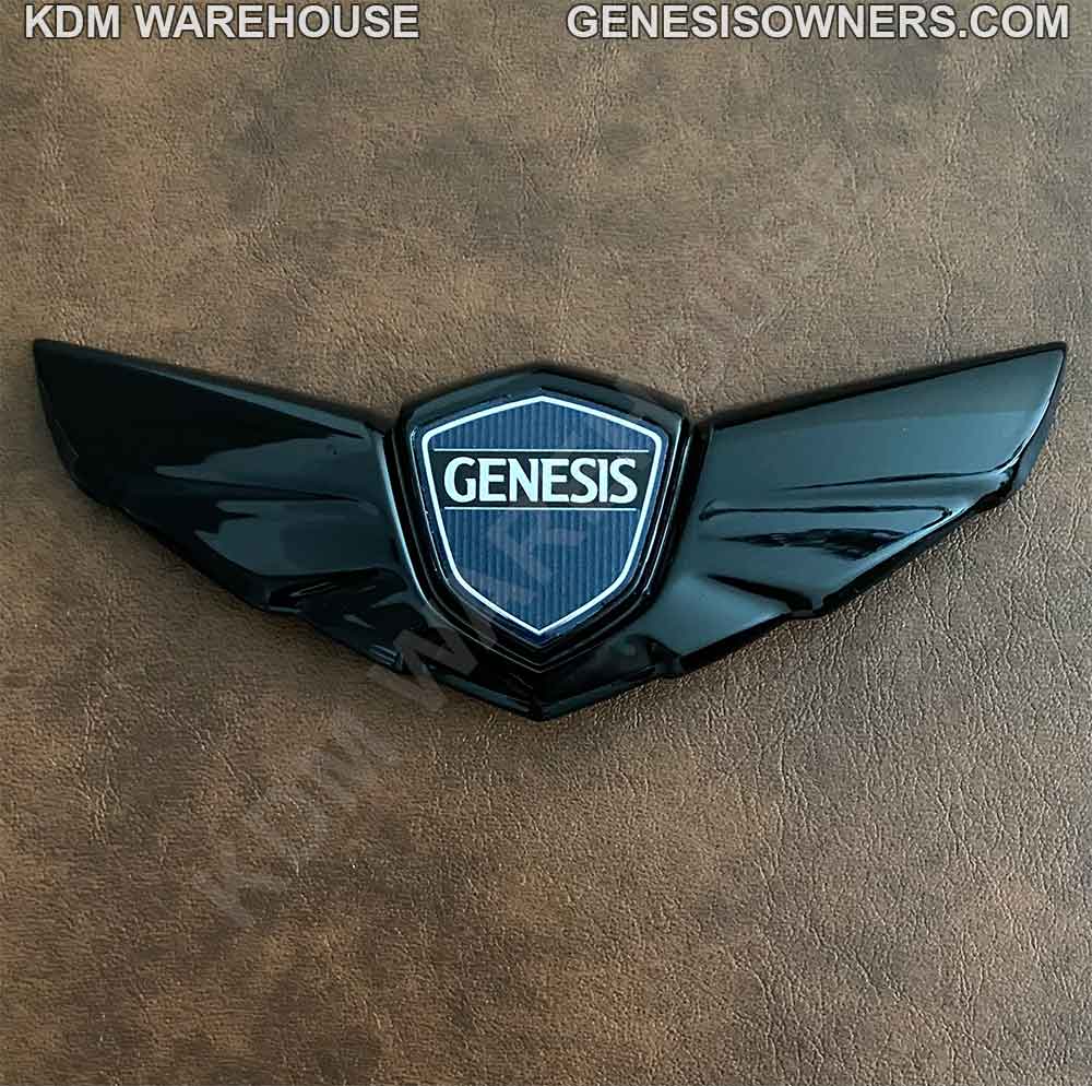 Glossy Black or Carbon Fiber Style Genesis Wing Badges and Emblems (Al ...