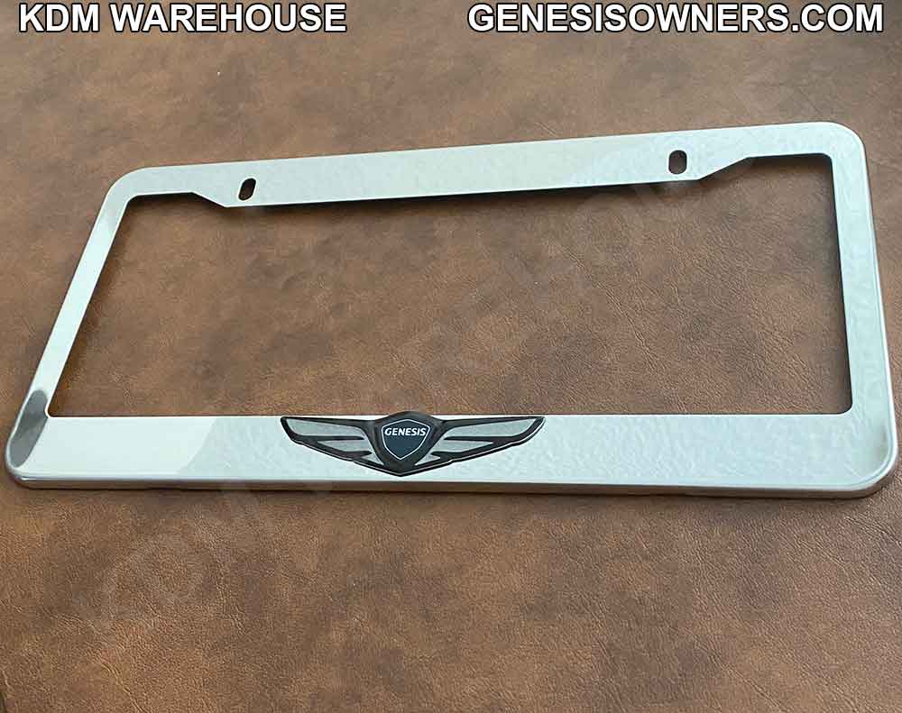 License Plate Frame in Stainless Steel with Wing Emblem for Genesis ...