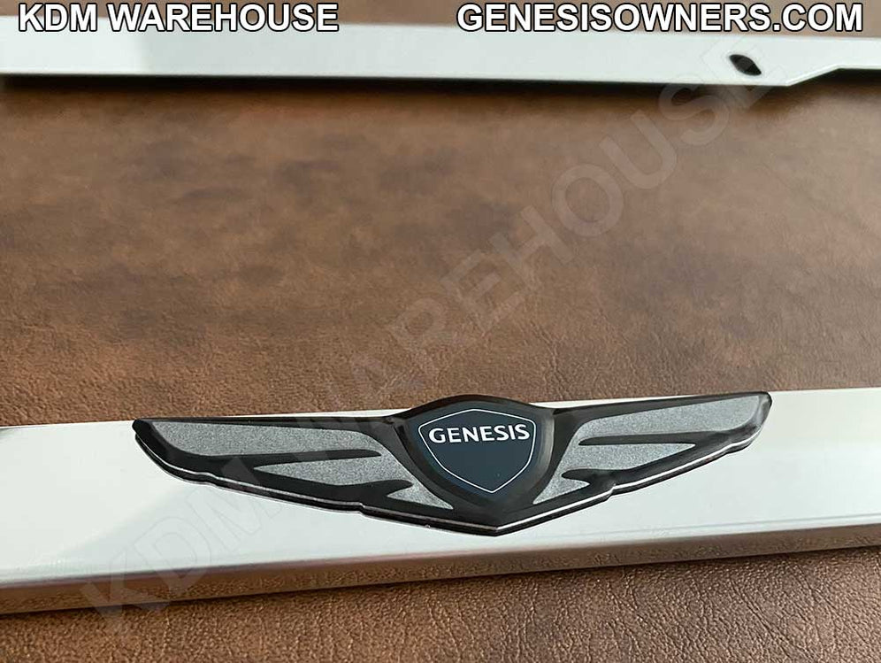 License Plate Frame in Stainless Steel with Wing Emblem for Genesis ...